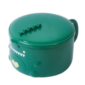 hemoton stainless steel noodle bowl with lid dinosaur pattern soup bowl food storage container with handle and lid bento lunch box snack bowl rice noodles salad green