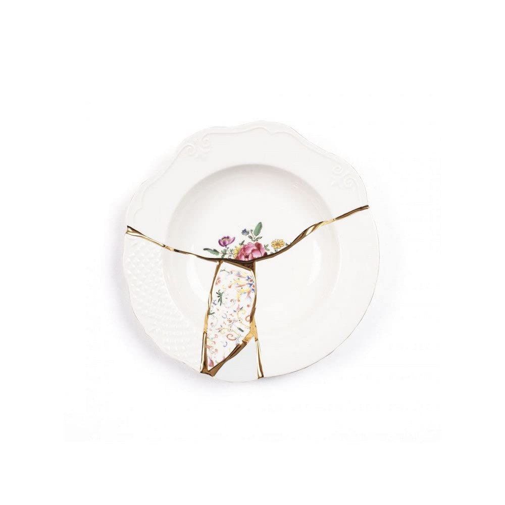 Seletti 09623 Kintsugi Collection Soup Plate in Porcelain 9"