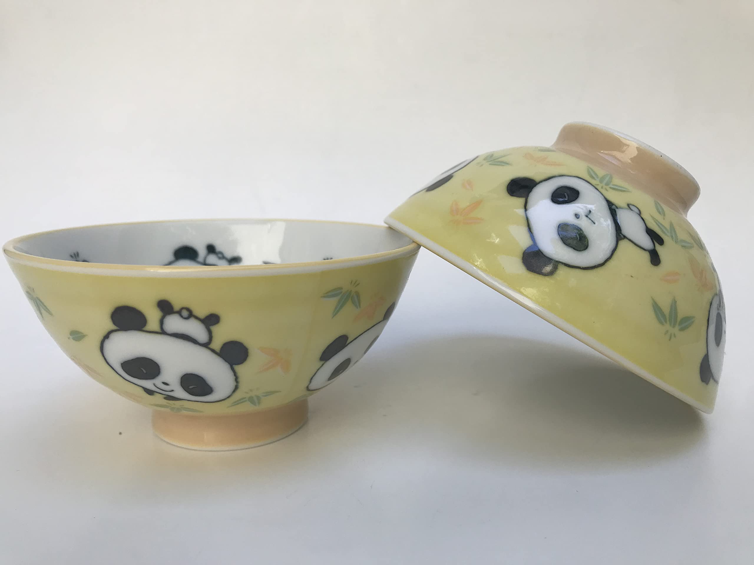 Yasirona TANGDIAABBCC Aeiniwer 2 Pc Japanese Yellow Panda/green Bmb Rice Bowl Set Includes 2 Bowls