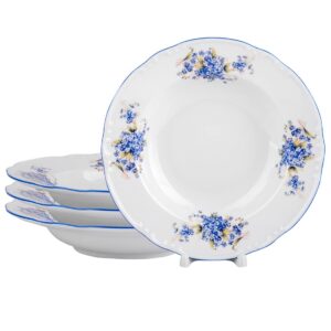 thun deep plate pasta bowl dinnerware forget-me-nots porcelain soup plates set of 4 dinner plate serving plate 9.06" (23 cm) soup bowl