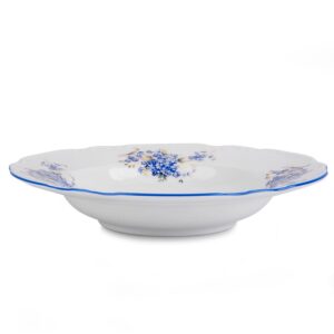 THUN Deep Plate Pasta Bowl Dinnerware Forget-Me-Nots Porcelain Soup Plates Set of 4 Dinner Plate Serving Plate 9.06" (23 cm) Soup Bowl