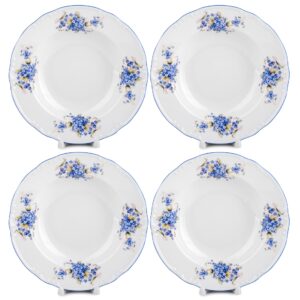 THUN Deep Plate Pasta Bowl Dinnerware Forget-Me-Nots Porcelain Soup Plates Set of 4 Dinner Plate Serving Plate 9.06" (23 cm) Soup Bowl