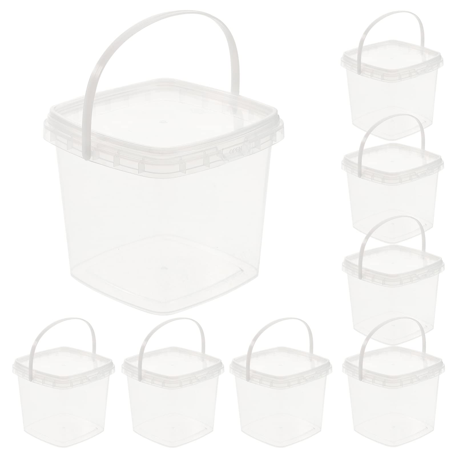 10 Pieces Ice Cream Bucket, 500ML Clear Bucket with Lid and Handle, Reusable Food Bucket Ice Cream Freezer Storage Containers for Snack Tea Popcorn Fruit Yogurt Kernels