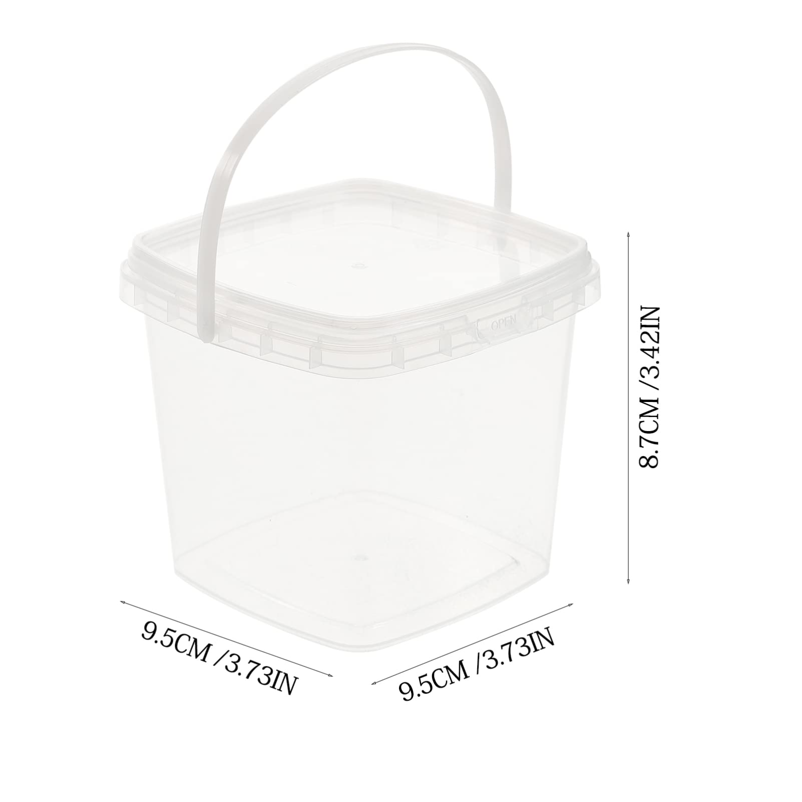 10 Pieces Ice Cream Bucket, 500ML Clear Bucket with Lid and Handle, Reusable Food Bucket Ice Cream Freezer Storage Containers for Snack Tea Popcorn Fruit Yogurt Kernels