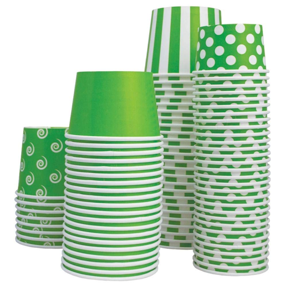 UNIQ [1,000 Count Green Polka Dot Disposable Ice Cream Bowls - 12 oz Paper Ice Cream Cups Disposable - Perfect For Hot or Cold Foods! - Ice Cream Bar Supplies Frozen Dessert Supplies