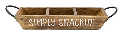 Simply Snackin 3 Section Divided Wood Snack Tray