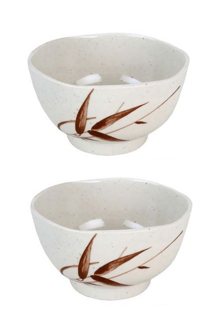 JapanBargain 2403, Set of 2 Japanese Style Soup Bowl Miso Soup Bowl Rice Bowl Snack Bowl Dessert Bowl Appetizer Bowl Salad Bowl, Beige Reed, 10 oz