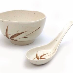 JapanBargain 2403, Set of 2 Japanese Style Soup Bowl Miso Soup Bowl Rice Bowl Snack Bowl Dessert Bowl Appetizer Bowl Salad Bowl, Beige Reed, 10 oz