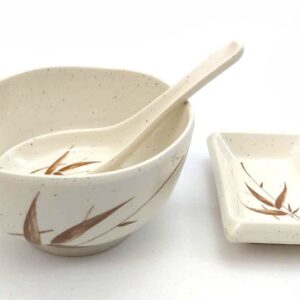 JapanBargain 2403, Set of 2 Japanese Style Soup Bowl Miso Soup Bowl Rice Bowl Snack Bowl Dessert Bowl Appetizer Bowl Salad Bowl, Beige Reed, 10 oz