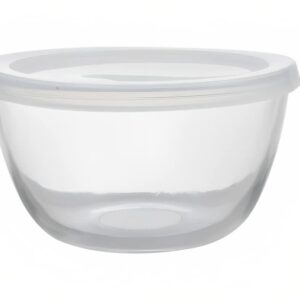 ACHED 5-inch Clear Glass Bowls with Plastic Lid, Perfect for preparing ingredients, serving desserts, dips, soups, salads, cereal, candy dishes, and nut bowls - Set of 6