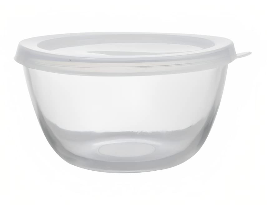 ACHED 5-inch Clear Glass Bowls with Plastic Lid, Perfect for preparing ingredients, serving desserts, dips, soups, salads, cereal, candy dishes, and nut bowls - Set of 6