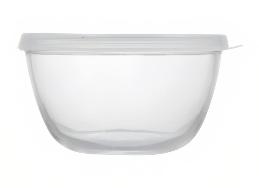 ACHED 5-inch Clear Glass Bowls with Plastic Lid, Perfect for preparing ingredients, serving desserts, dips, soups, salads, cereal, candy dishes, and nut bowls - Set of 6