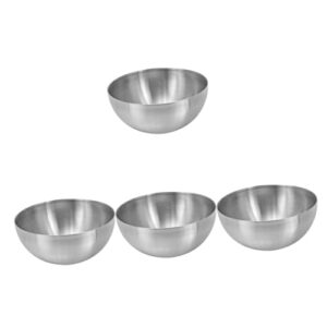 bestonzon 4pcs serving nesting steel stainless bowls metal soup cream multi-function silver snacks rice mixing korean baking cm saucers individual household convenient bowl bibimbap salad