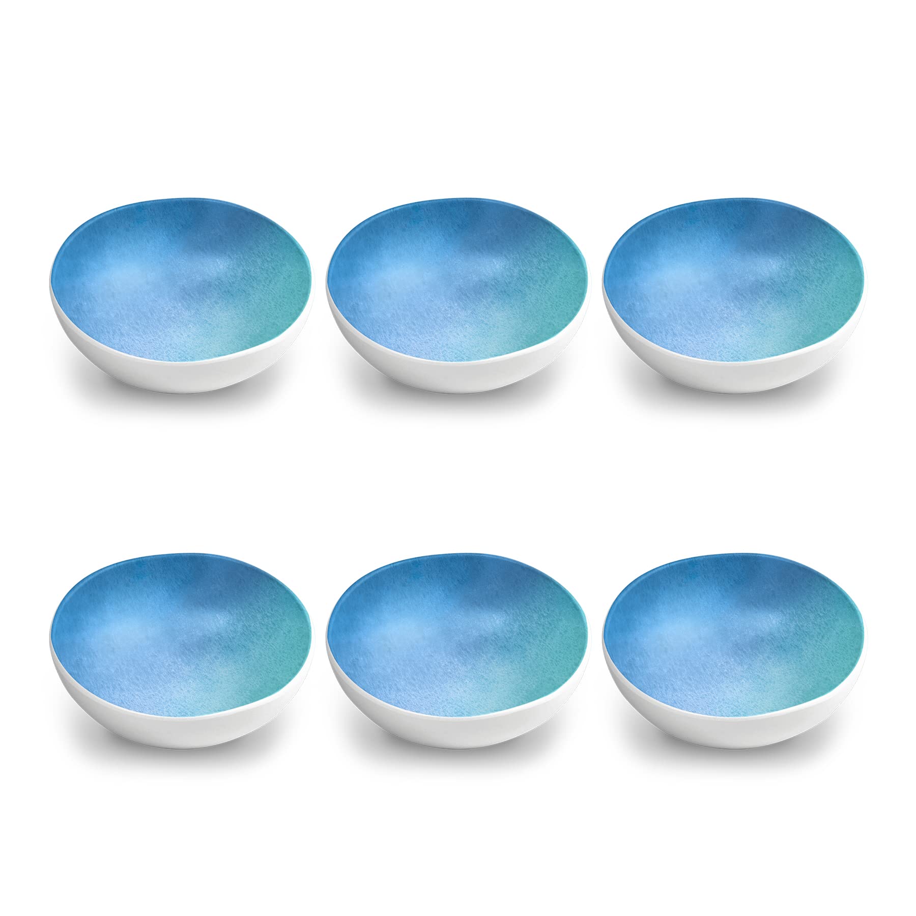 TarHong Abode Homewares Oceanic Ombre Bowl, Blue Ombre, 7-Inch, 34-Oz., Pure Melamine, Indoor/Outdoor, Set of 6