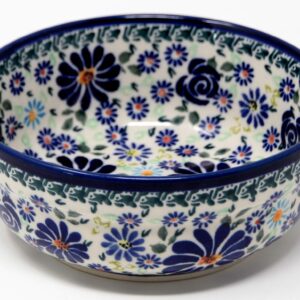 Polish Pottery Bowl 6 Inch From Zaklady Ceramiczne Boleslawiec #833/1-du126 Pattern, Height: 2.5" Diameter: 6"