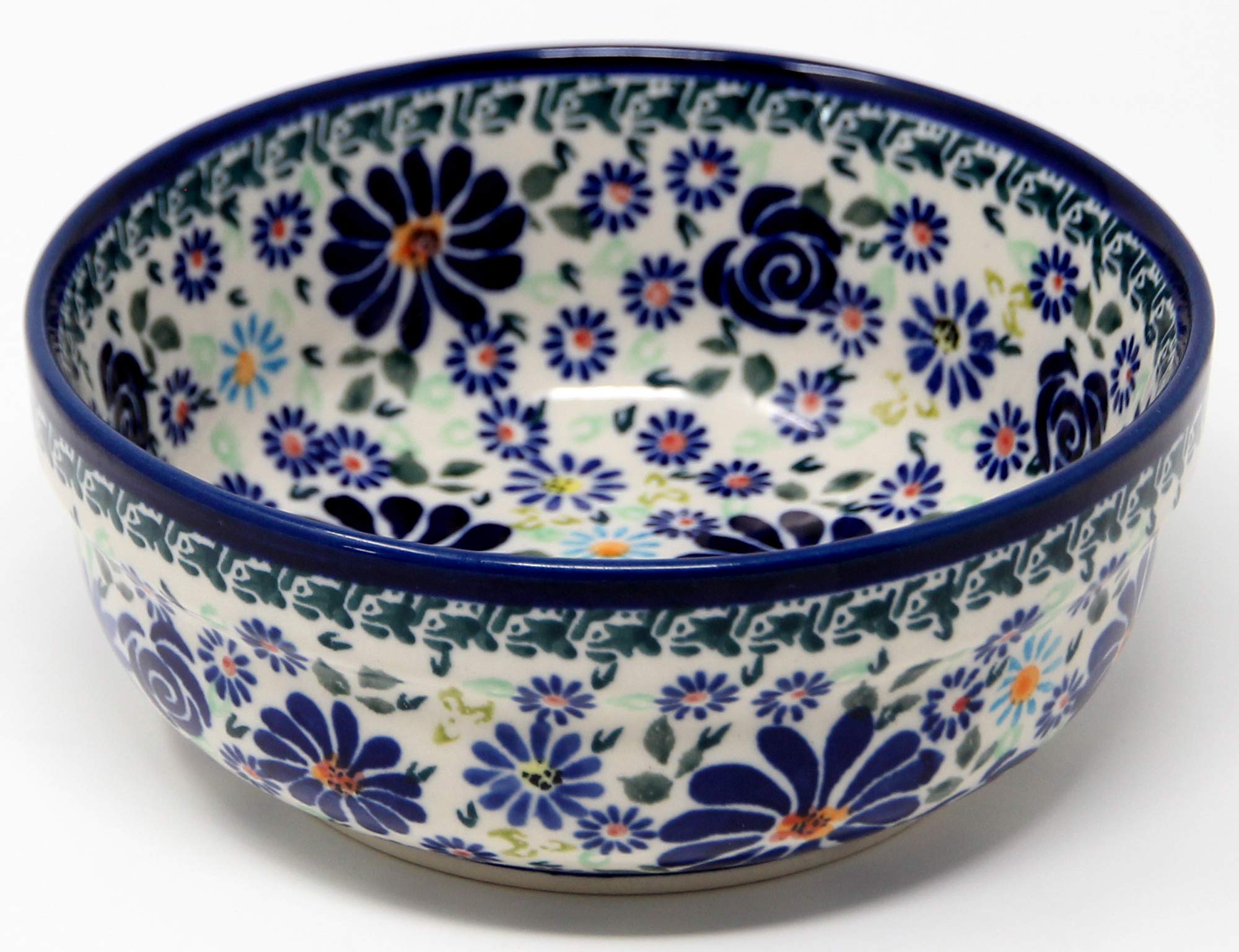 Polish Pottery Bowl 6 Inch From Zaklady Ceramiczne Boleslawiec #833/1-du126 Pattern, Height: 2.5" Diameter: 6"