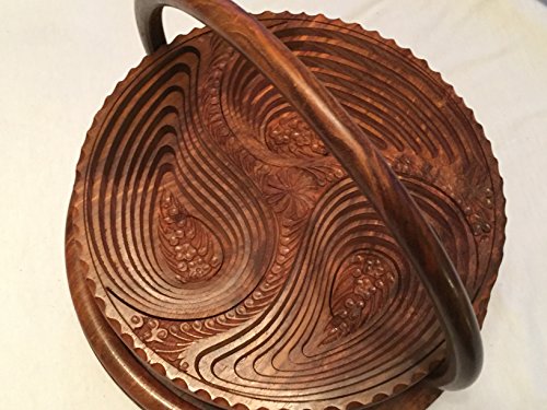 Unique Thanksgiving Day Gift Wooden Collapsible Fruit Basket His/Her Gift Love Elegant Foldable Fruit Basket Leaf Wooden Hand Crafted - Diameter 12"