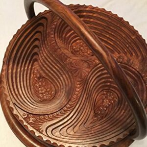 Unique Thanksgiving Day Gift Wooden Collapsible Fruit Basket His/Her Gift Love Elegant Foldable Fruit Basket Leaf Wooden Hand Crafted - Diameter 12"