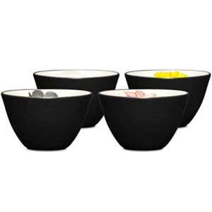 noritake colorwave floral bowl, 4-inch, graphite, set of 4