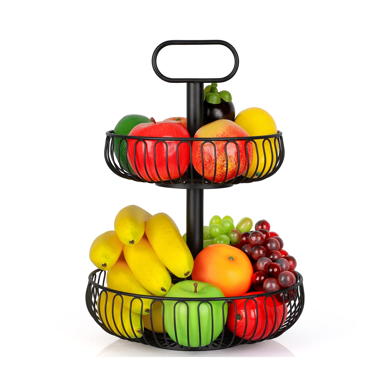 TARNABY Fruit Basket Bowl for Kitchen Counter Fruit Tray Rack Anti Rust can be used for Onion Potatoes Fruit and Vegetable Storage (Black)