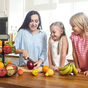 TARNABY Fruit Basket Bowl for Kitchen Counter Fruit Tray Rack Anti Rust can be used for Onion Potatoes Fruit and Vegetable Storage (Black)