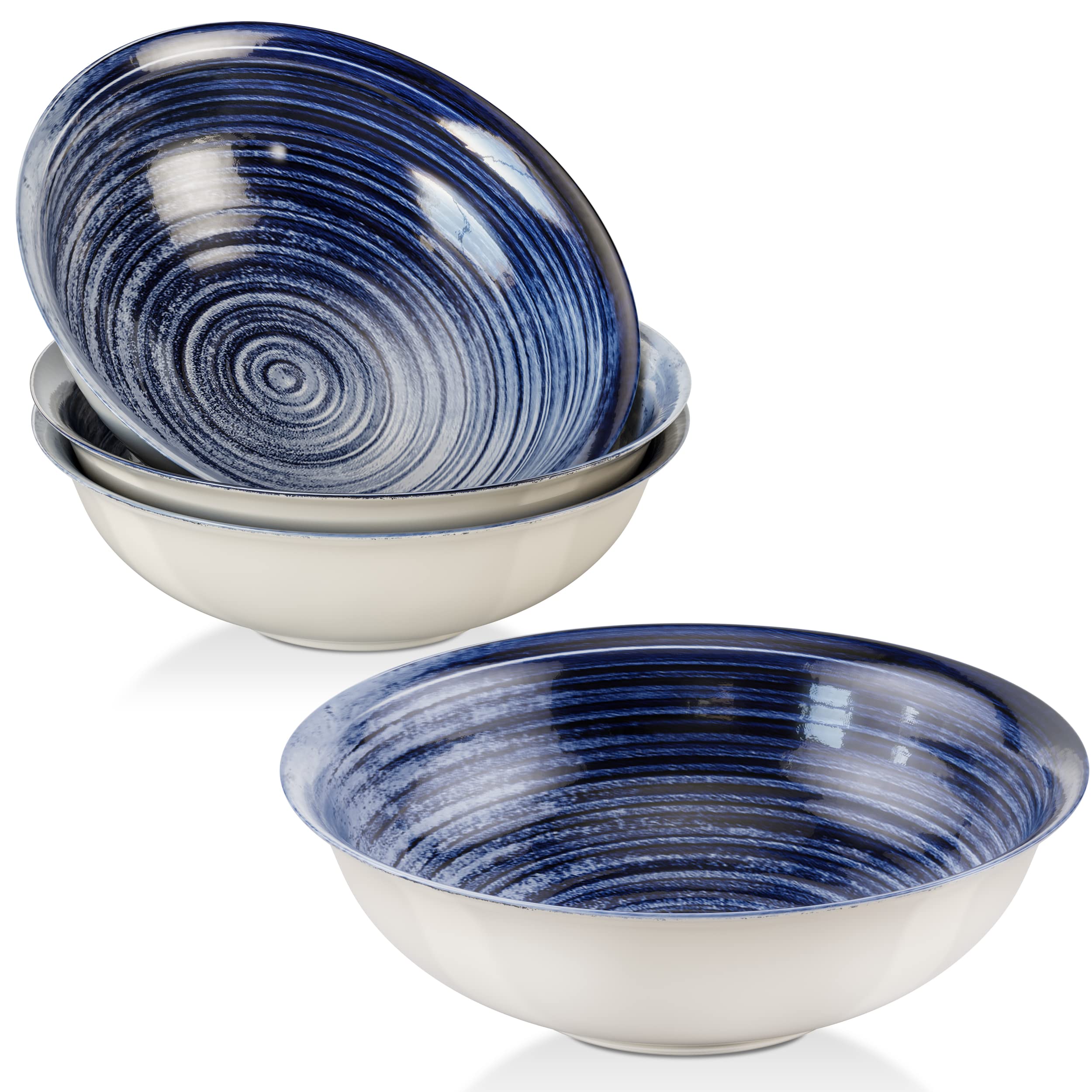 Bascuda® Porcelain Cereal Bowl | Porcelain Bowls Set of 4 | Soup| Cereal | Dessert | Rice | Salad |Side Dish | Snack | Nuts | Blue Bowls Microwave and Dishwasher Safe | 7 Inches (20.3 Oz)