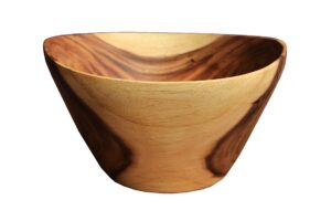 kasih co-op large suar wood salad bowl made of one solid wood 12" x 10" x 7"