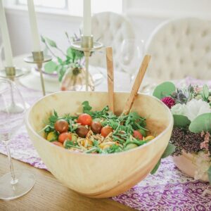 Kasih Co-op Large Suar Wood Salad Bowl Made of One Solid Wood 12" x 10" x 7"