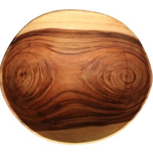 Kasih Co-op Large Suar Wood Salad Bowl Made of One Solid Wood 12" x 10" x 7"