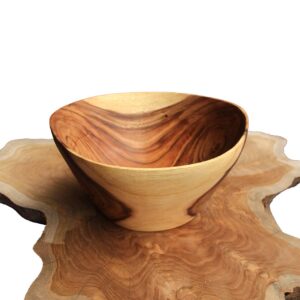 Kasih Co-op Large Suar Wood Salad Bowl Made of One Solid Wood 12" x 10" x 7"