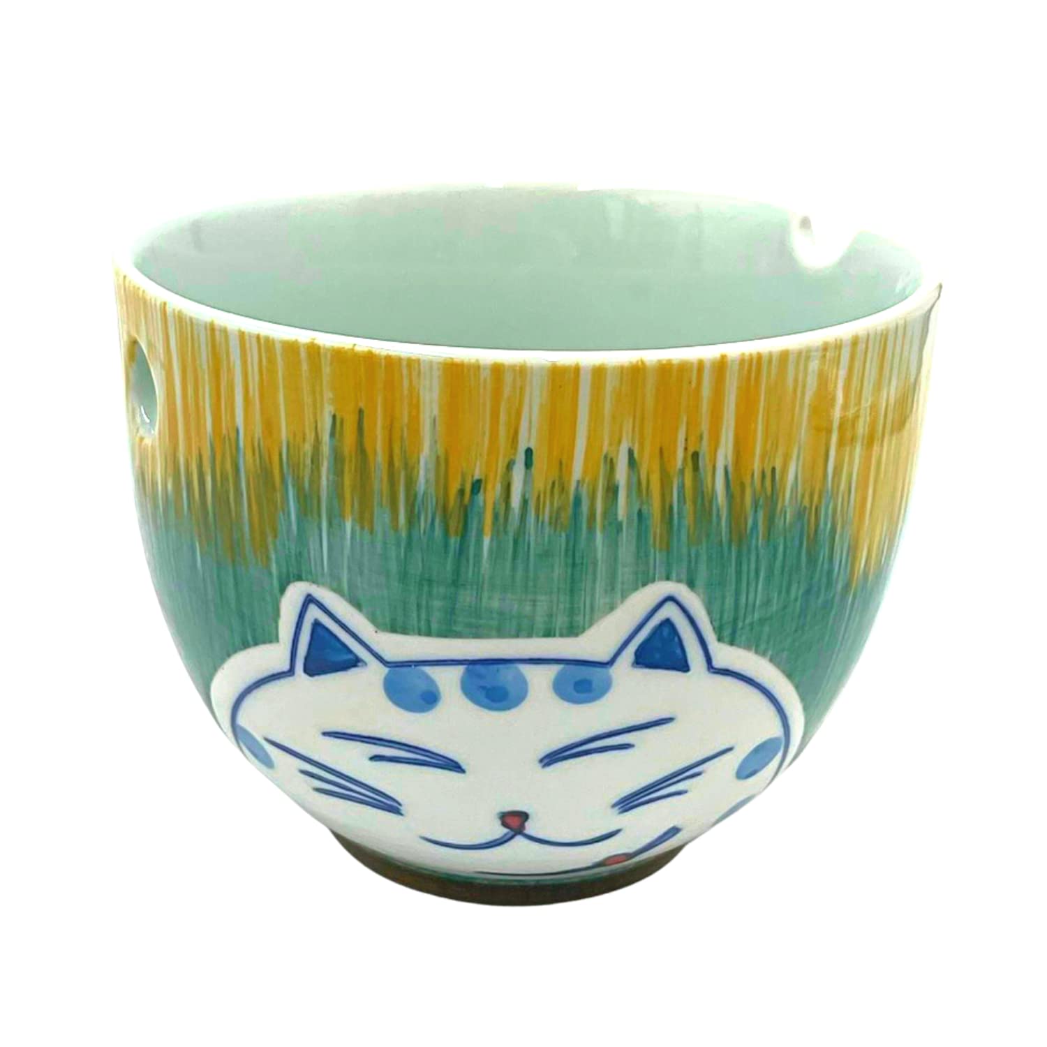 Donburi Bowl and Chopstick Set with Cat Design, Ceramic Bowls for Ramen, Noodles, and Rice, Made in Japan, Set of 4, 5 Inches