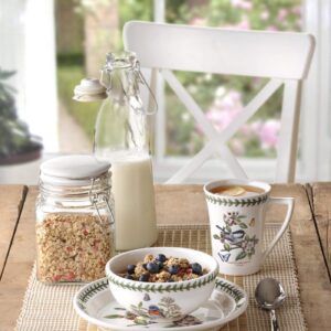 Portmeirion Botanic Gardens Birds Individual Oatmeal or Soup Bowl | 6.5 Inch Bowl with Western Bluebird Motif | made of Fine Earthenware | Dishwasher and Microwave Safe | Made in England