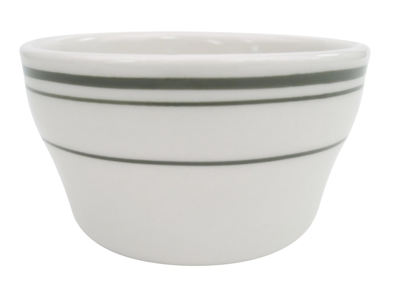 CAC China GS-4 4-Inch Greenbrier 7.25-Ounce Green Band Stoneware Bouillon, American White, Box of 36