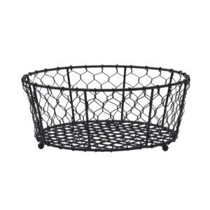 gourmet basics by mikasa farmer's market centerpiece fruit storage basket, 10-inch, black