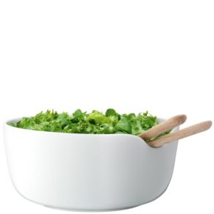 lsa international dine bowl & oak servers o9.5in, 9.5", white