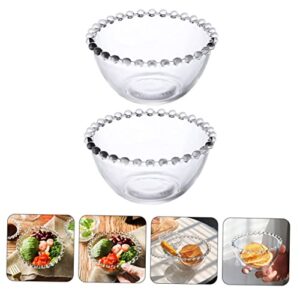 Luxshiny Clear Glass Bowl Clear Glass Bowls Japanese Decor Mixing Bowls Glass 2pcs Trifle Bowl Trifle Cup Small Glass Bowl Fruit Bowl for Restaurant Clear Yogurt Bowl Multi-use Salad Bowl