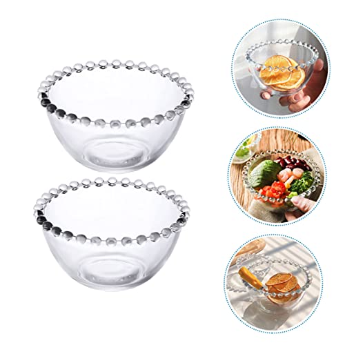 Luxshiny Clear Glass Bowl Clear Glass Bowls Japanese Decor Mixing Bowls Glass 2pcs Trifle Bowl Trifle Cup Small Glass Bowl Fruit Bowl for Restaurant Clear Yogurt Bowl Multi-use Salad Bowl