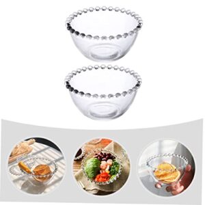 Luxshiny Clear Glass Bowl Clear Glass Bowls Japanese Decor Mixing Bowls Glass 2pcs Trifle Bowl Trifle Cup Small Glass Bowl Fruit Bowl for Restaurant Clear Yogurt Bowl Multi-use Salad Bowl