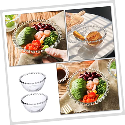 Luxshiny Clear Glass Bowl Clear Glass Bowls Japanese Decor Mixing Bowls Glass 2pcs Trifle Bowl Trifle Cup Small Glass Bowl Fruit Bowl for Restaurant Clear Yogurt Bowl Multi-use Salad Bowl