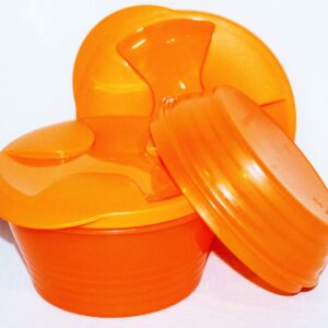 Tupperware Set of 2 Duo Bowls with Click Locking Seals 1 and 2 Cups Orange