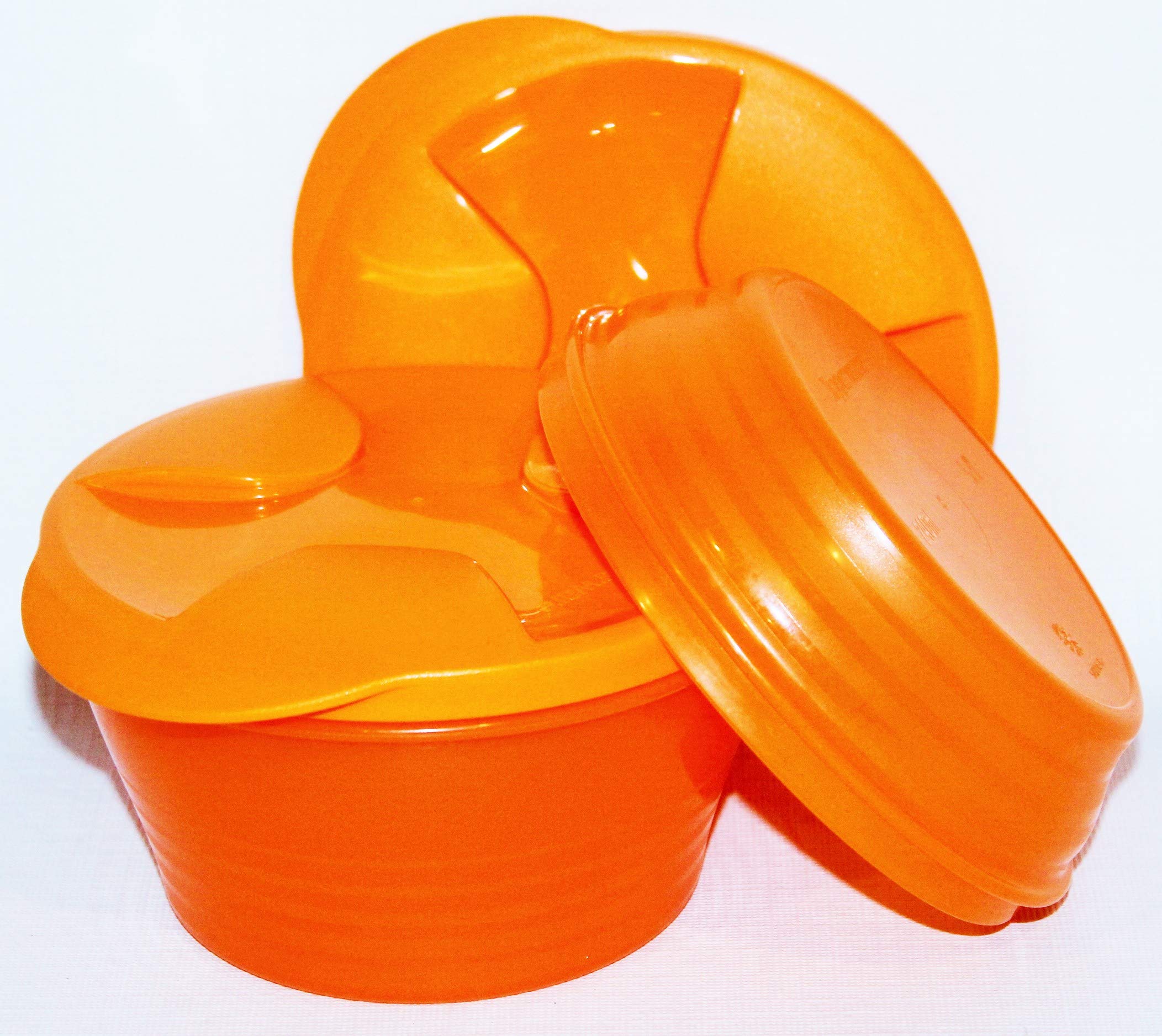 Tupperware Set of 2 Duo Bowls with Click Locking Seals 1 and 2 Cups Orange