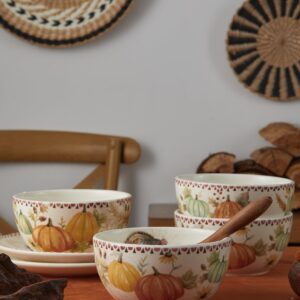 Bico Blessing Season 26oz Ceramic Cereal Bowls, Set of 4, for Pasta, Salad, Cereal, Soup & Microwave & Dishwasher Safe