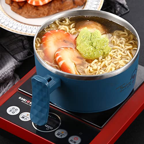 QINJENEY Ramen Bowl Ramen Cooker Large Bowls Soup Mug with Lid and Handle Can Be Used For Heating On Induction Cooker，Instant Noodles Bowl with Phone Holder for College Dorm Room 44OZ Pink