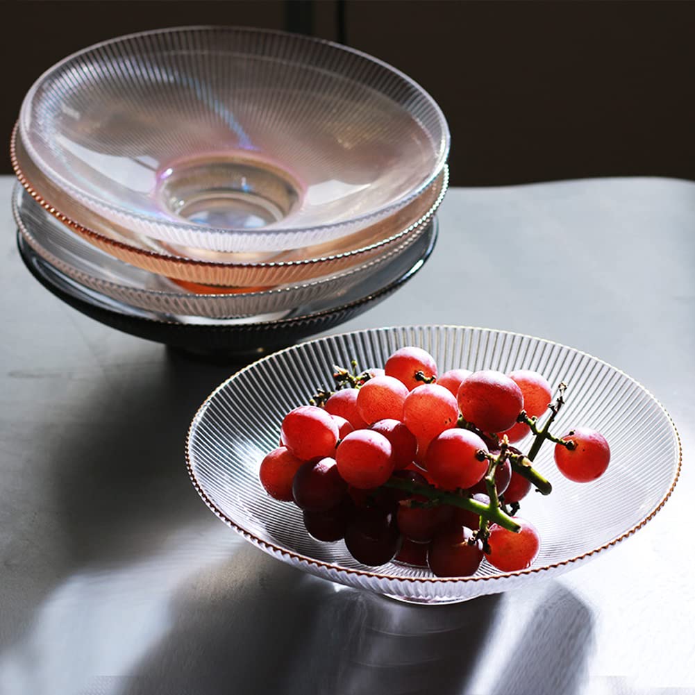 Kelendle Glass Footed Bowl Round Pedestal Bowl Clear Fruit Bowl Decorative Serving Dish Dessert Display Stand Snacks Nuts Plate for Kitchen Counter Centerpiece Table Decor Amber 10.2inch