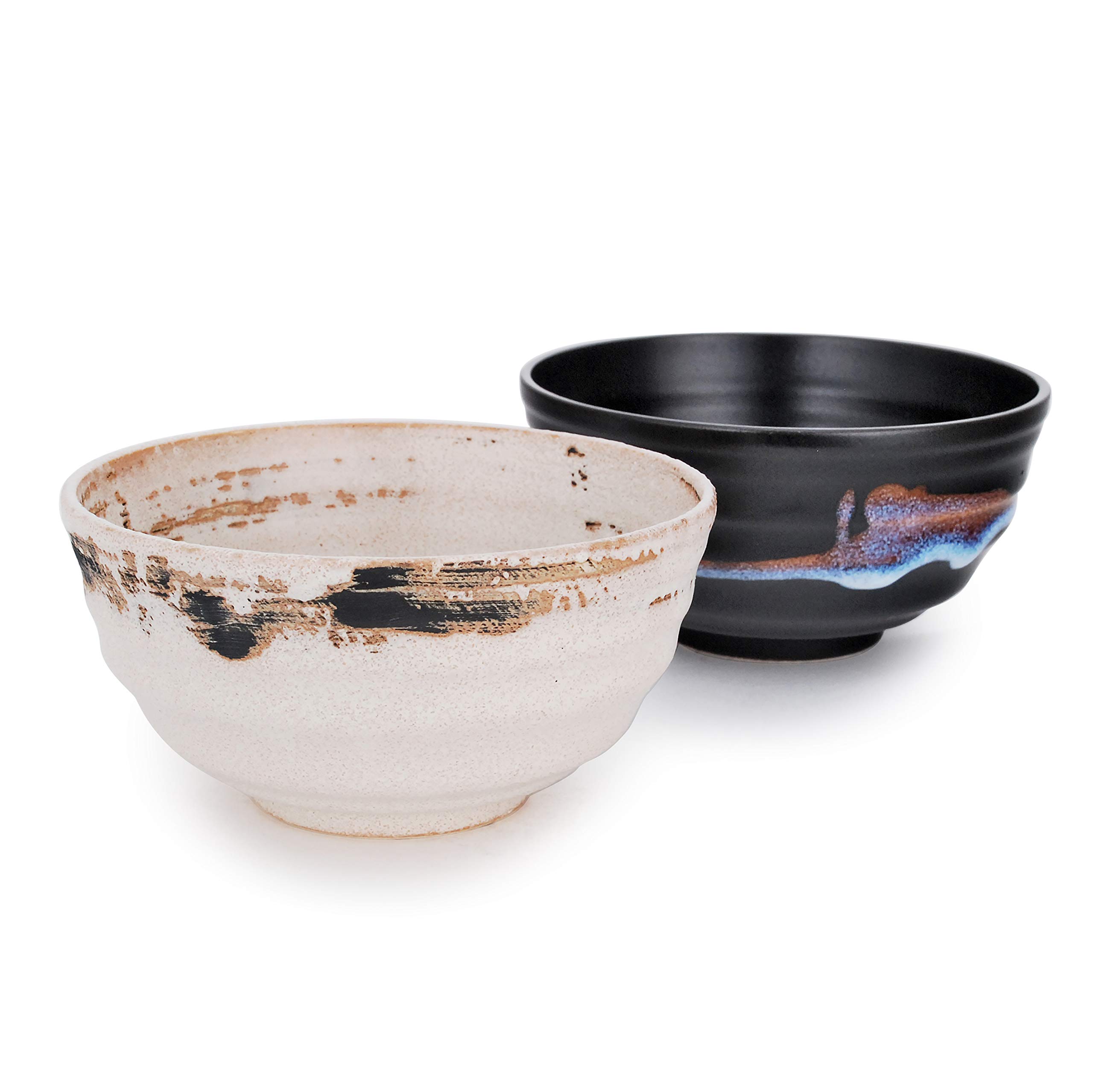 Hinomaru Collection Zen Living Japanese Minoyaki Porcelain 6.25 Inch Noodle Bowls Set of 2 Traditional Earthenware Reactive Glaze Multi Purpose Household Use Restaurant Supply Made in Japan