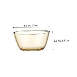 Asakkura 1pc Amber Salad Bowl Glass Fruit Bowl Glass Cereal Bowls Dessert Cups Glass Transparent Salad Bowl Glass Serving Bowl Deep Serving Bowl Microwave Bowl Multipurpose Glassware Khaki