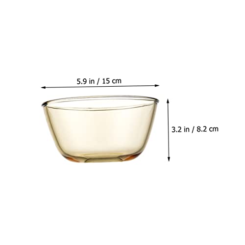 Asakkura 1pc Amber Salad Bowl Glass Fruit Bowl Glass Cereal Bowls Dessert Cups Glass Transparent Salad Bowl Glass Serving Bowl Deep Serving Bowl Microwave Bowl Multipurpose Glassware Khaki