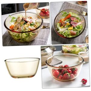 Asakkura 1pc Amber Salad Bowl Glass Fruit Bowl Glass Cereal Bowls Dessert Cups Glass Transparent Salad Bowl Glass Serving Bowl Deep Serving Bowl Microwave Bowl Multipurpose Glassware Khaki