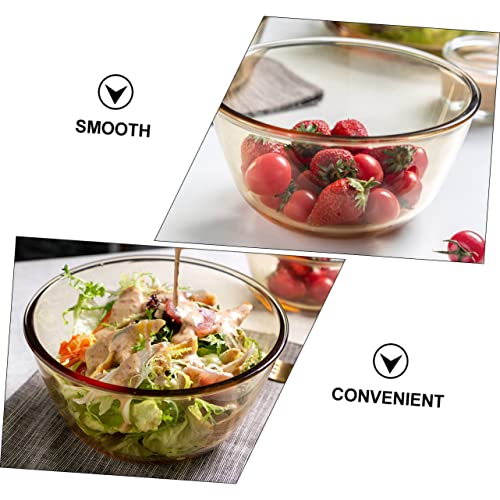 Asakkura 1pc Amber Salad Bowl Glass Fruit Bowl Glass Cereal Bowls Dessert Cups Glass Transparent Salad Bowl Glass Serving Bowl Deep Serving Bowl Microwave Bowl Multipurpose Glassware Khaki