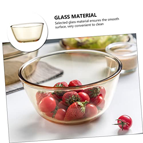 Asakkura 1pc Amber Salad Bowl Glass Fruit Bowl Glass Cereal Bowls Dessert Cups Glass Transparent Salad Bowl Glass Serving Bowl Deep Serving Bowl Microwave Bowl Multipurpose Glassware Khaki